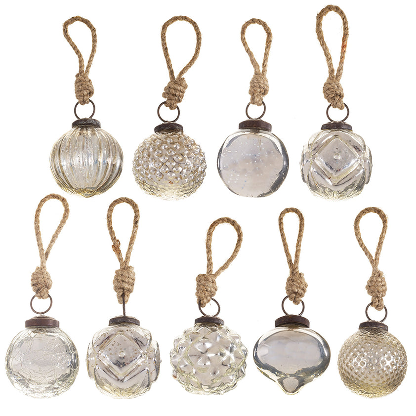 Silver Crackle Glass Mini Bauble - Set of 9 – Bodleian Libraries